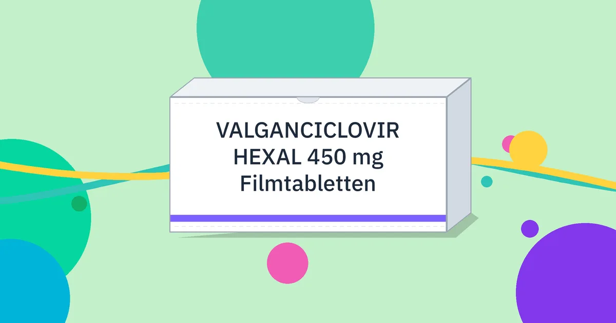Symbolbild: Packung mit der Aufschrift VALGANCICLOVIR HEXAL 450 mg Filmtabletten (PZN 19497919) – Verfügbarkeit und Bezug in Apotheken in Frankfurt am Main