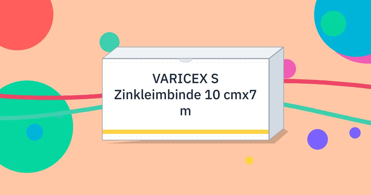 Symbolbild: Packung mit der Aufschrift VARICEX S Zinkleimbinde 10 cmx7 m (PZN 19814142) – Verfügbarkeit und Bezug in Apotheken in Frankfurt am Main