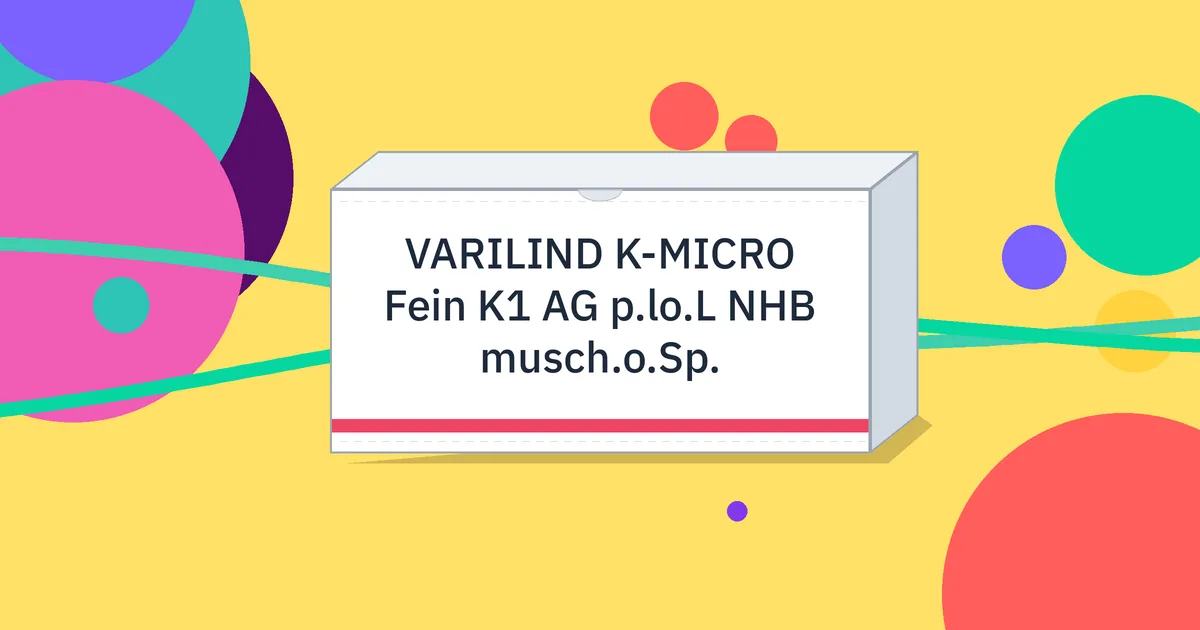 Symbolbild: Packung mit der Aufschrift VARILIND K-MICRO Fein K1 AG p.lo.L NHB musch.o.Sp. (PZN 20555711) – Verfügbarkeit und Bezug in Apotheken in Frankfurt am Main