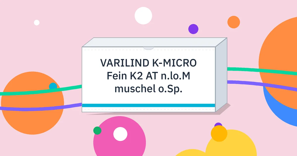 Symbolbild: Packung mit der Aufschrift VARILIND K-MICRO Fein K2 AT n.lo.M muschel o.Sp. (PZN 20554261) – Verfügbarkeit und Bezug in Apotheken in Frankfurt am Main