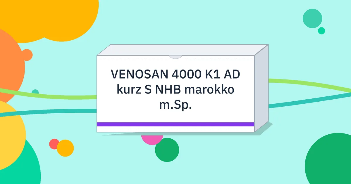 Symbolbild: Packung mit der Aufschrift VENOSAN 4000 K1 AD kurz S NHB marokko m.Sp. (PZN 14425045) – Verfügbarkeit und Bezug in Apotheken in Frankfurt am Main