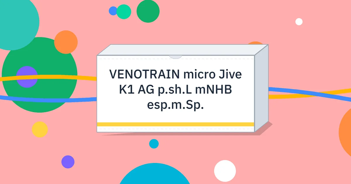 Symbolbild: Packung mit der Aufschrift VENOTRAIN micro Jive K1 AG p.sh.L mNHB esp.m.Sp. (PZN 17760301) – Verfügbarkeit und Bezug in Apotheken in Frankfurt am Main