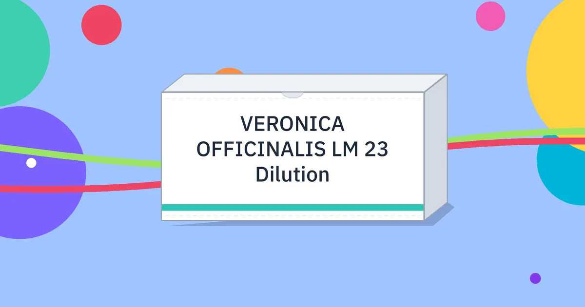 Symbolbild: Packung mit der Aufschrift VERONICA OFFICINALIS LM 23 Dilution (PZN 13270178) – Verfügbarkeit und Bezug in Apotheken in Frankfurt am Main