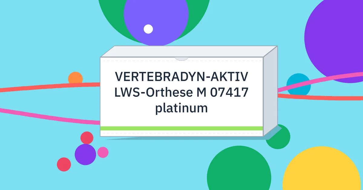 Symbolbild: Packung mit der Aufschrift VERTEBRADYN-AKTIV LWS-Orthese M 07417 platinum (PZN 05543030) – Verfügbarkeit und Bezug in Apotheken in Frankfurt am Main