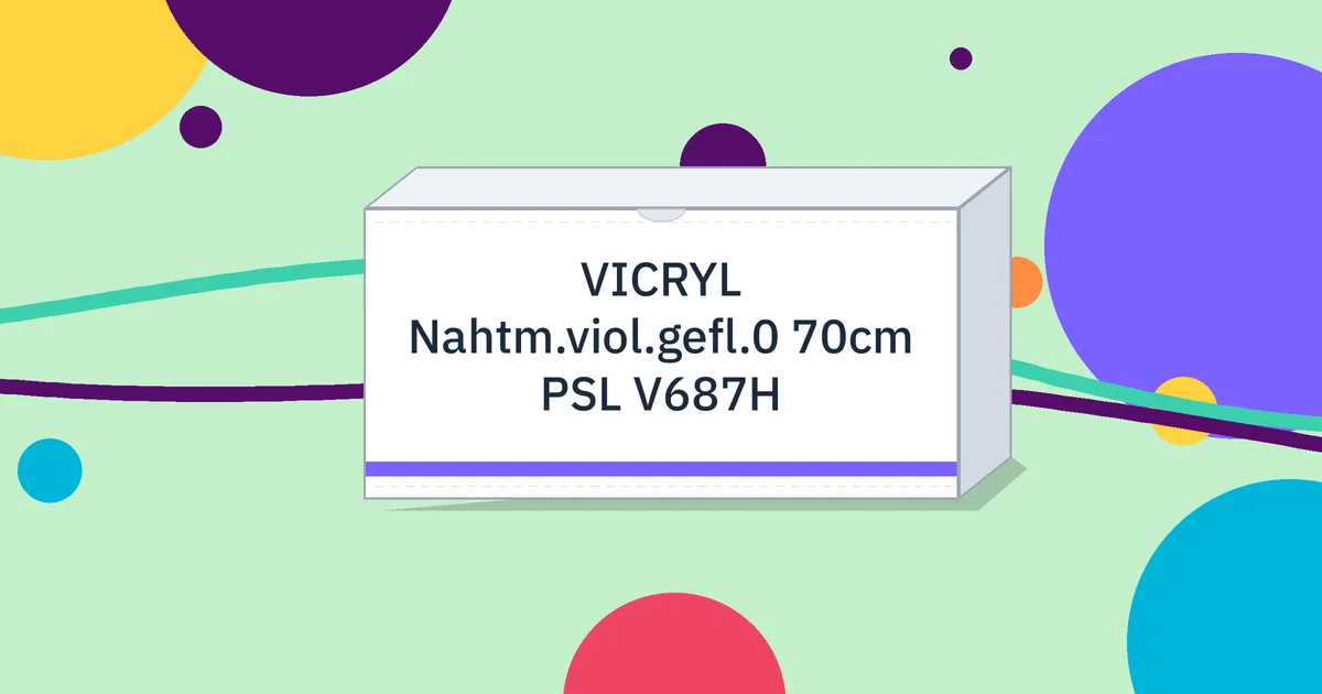 Symbolbild: Packung mit der Aufschrift VICRYL Nahtm.viol.gefl.0 70cm PSL V687H (PZN 16392918) – Verfügbarkeit und Bezug in Apotheken in Frankfurt am Main