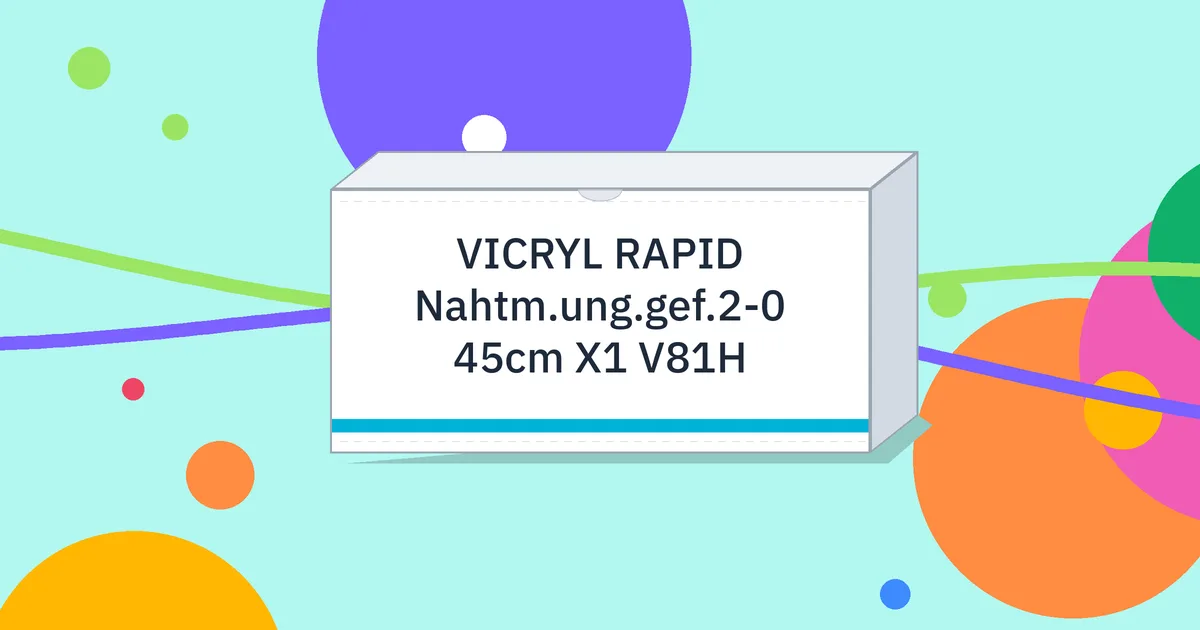 Symbolbild: Packung mit der Aufschrift VICRYL RAPID Nahtm.ung.gef.2-0 45cm X1 V81H (PZN 19883887) – Verfügbarkeit und Bezug in Apotheken in Frankfurt am Main