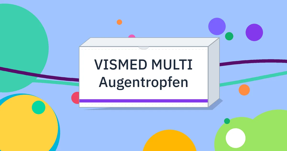 Symbolbild: Packung mit der Aufschrift VISMED MULTI Augentropfen (PZN 04844315) – Verfügbarkeit und Bezug in Apotheken in Frankfurt am Main
