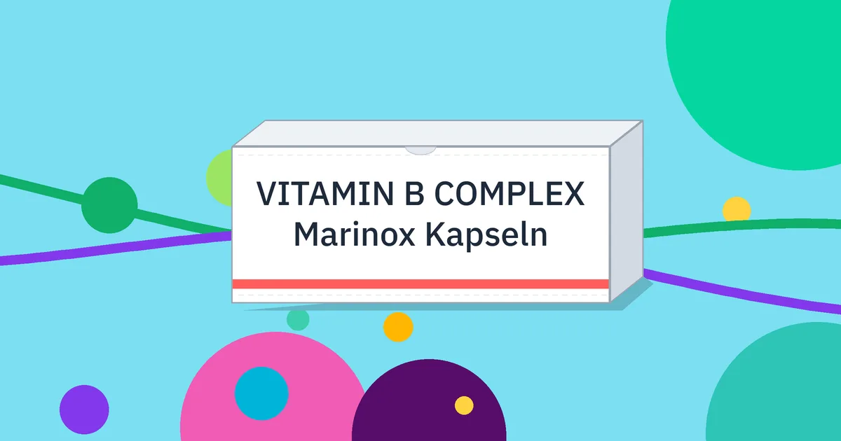 Symbolbild: Packung mit der Aufschrift VITAMIN B COMPLEX Marinox Kapseln (PZN 10275755) – Verfügbarkeit und Bezug in Apotheken in Frankfurt am Main