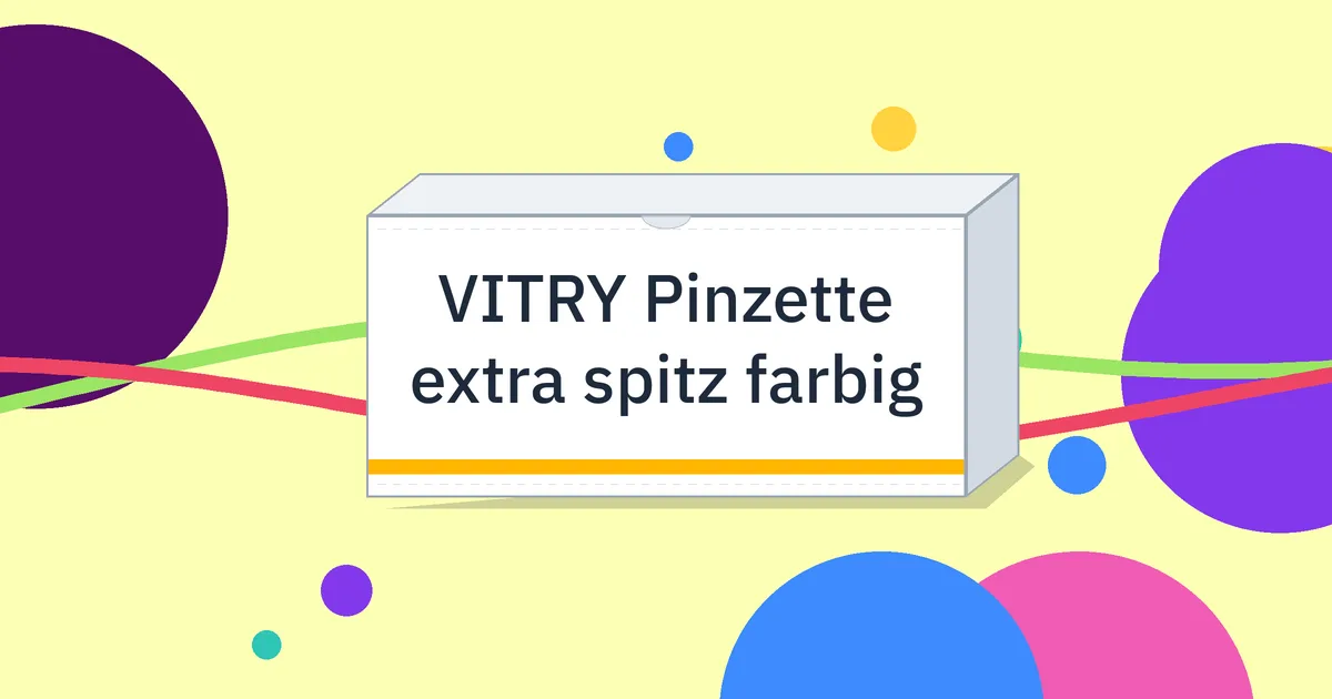 Symbolbild: Packung mit der Aufschrift VITRY Pinzette extra spitz farbig (PZN 08720550) – Verfügbarkeit und Bezug in Apotheken in Frankfurt am Main