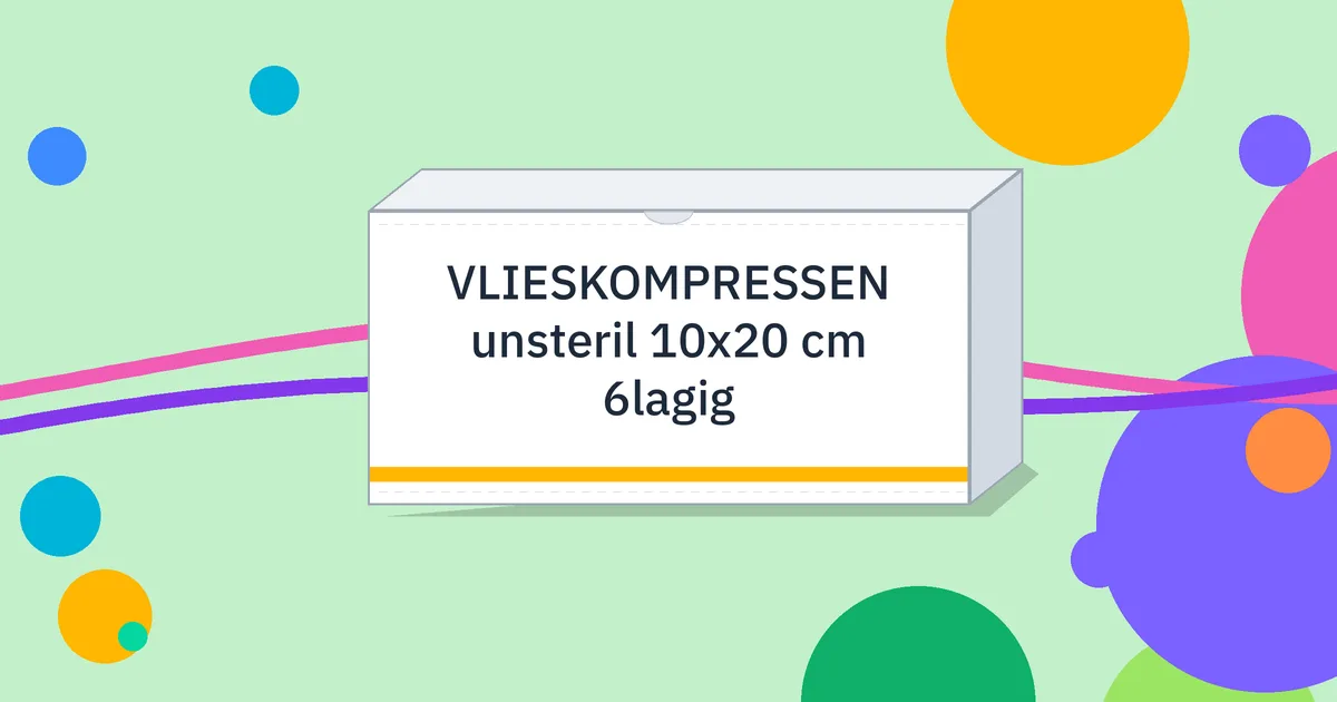 Symbolbild: Packung mit der Aufschrift VLIESKOMPRESSEN unsteril 10x20 cm 6lagig (PZN 09946227) – Verfügbarkeit und Bezug in Apotheken in Frankfurt am Main