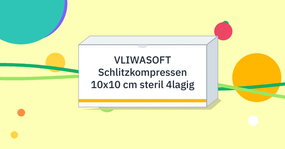 Symbolbild: Packung mit der Aufschrift VLIWASOFT Schlitzkompressen 10x10 cm steril 4lagig (PZN 15431390) – Verfügbarkeit und Bezug in Apotheken in Frankfurt am Main