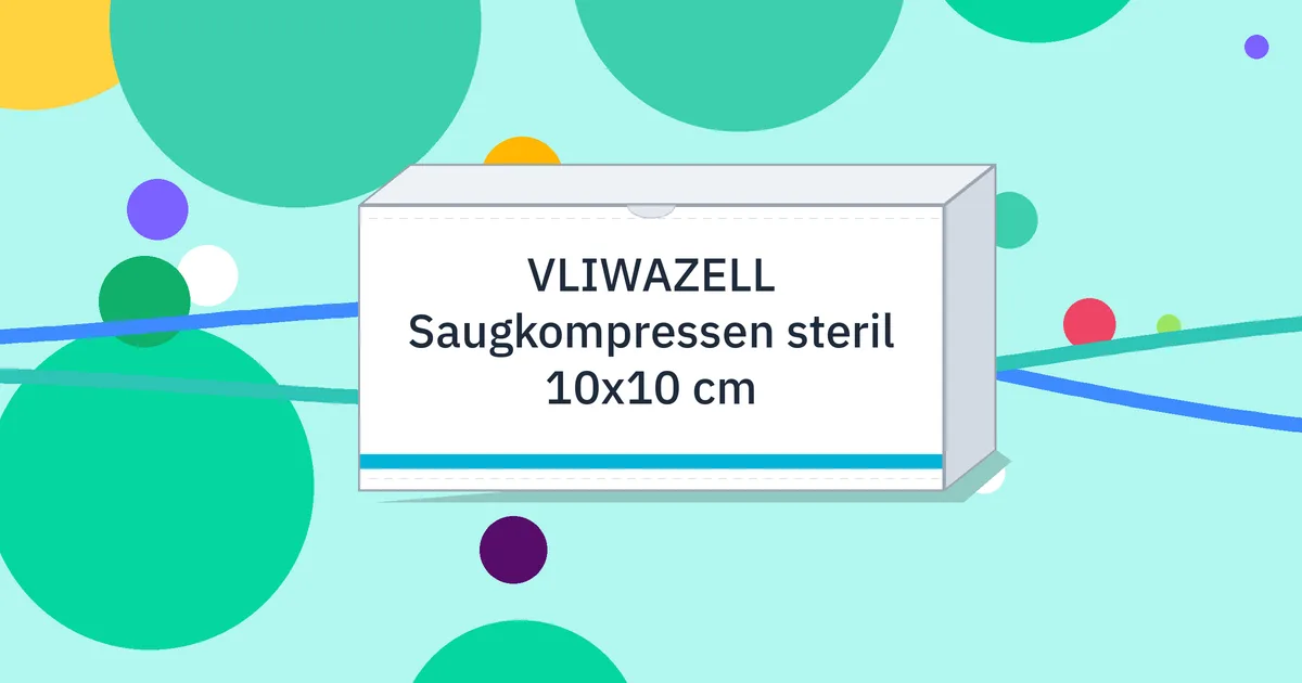 Symbolbild: Packung mit der Aufschrift VLIWAZELL Saugkompressen steril 10x10 cm (PZN 19447560) – Verfügbarkeit und Bezug in Apotheken in Frankfurt am Main