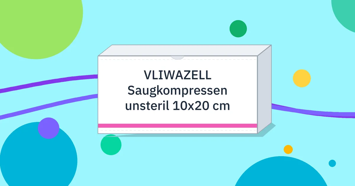 Symbolbild: Packung mit der Aufschrift VLIWAZELL Saugkompressen unsteril 10x20 cm (PZN 07558567) – Verfügbarkeit und Bezug in Apotheken in Frankfurt am Main