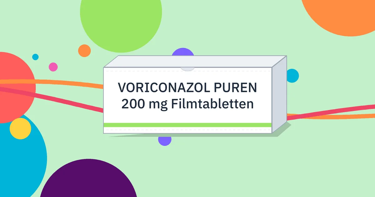 Symbolbild: Packung mit der Aufschrift VORICONAZOL PUREN 200 mg Filmtabletten (PZN 12746957) – Verfügbarkeit und Bezug in Apotheken in Frankfurt am Main