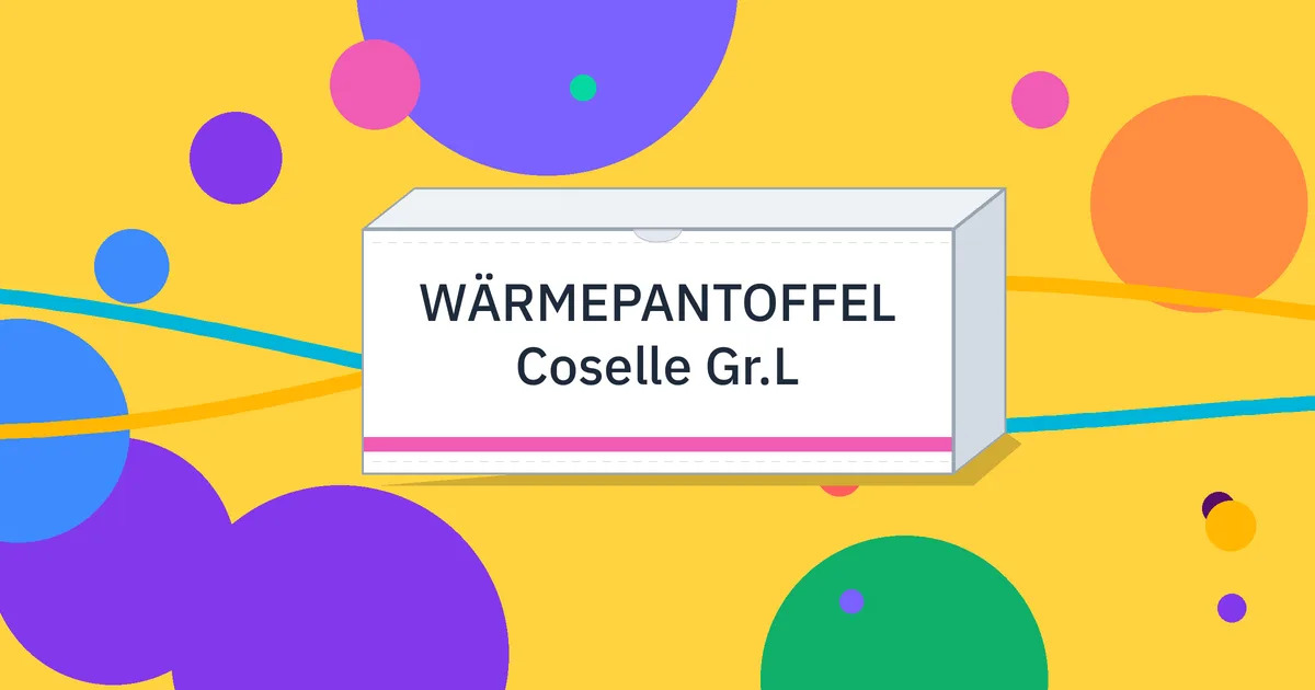 Symbolbild: Packung mit der Aufschrift WÄRMEPANTOFFEL Coselle Gr.L (PZN 12477115) – Verfügbarkeit und Bezug in Apotheken in Frankfurt am Main