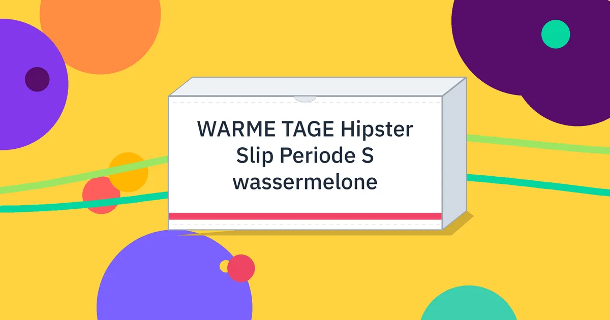 Symbolbild: Packung mit der Aufschrift WARME TAGE Hipster Slip Periode S wassermelone (PZN 16129026) – Verfügbarkeit und Bezug in Apotheken in Frankfurt am Main