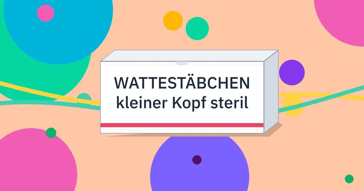Symbolbild: Packung mit der Aufschrift WATTESTÄBCHEN kleiner Kopf steril (PZN 00050831) – Verfügbarkeit und Bezug in Apotheken in Frankfurt am Main