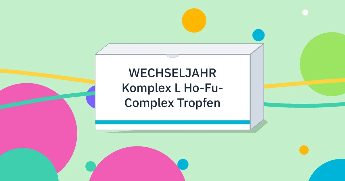 Symbolbild: Packung mit der Aufschrift WECHSELJAHR Komplex L Ho-Fu-Complex Tropfen (PZN 01742815) – Verfügbarkeit und Bezug in Apotheken in Frankfurt am Main