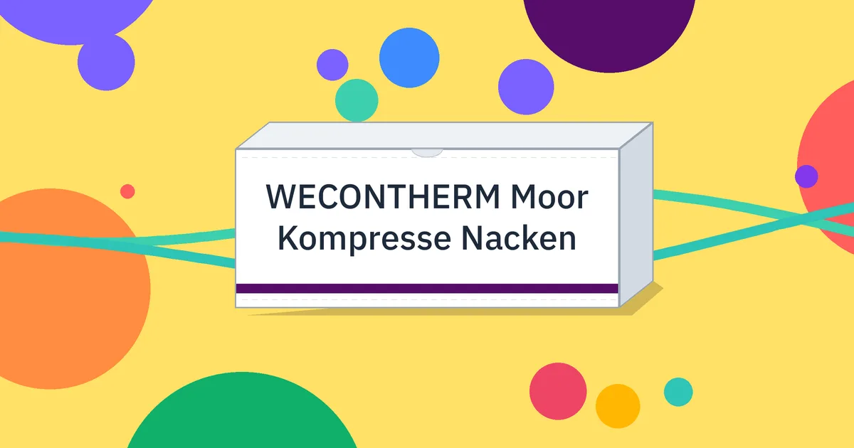 Symbolbild: Packung mit der Aufschrift WECONTHERM Moor Kompresse Nacken (PZN 04676697) – Verfügbarkeit und Bezug in Apotheken in Frankfurt am Main
