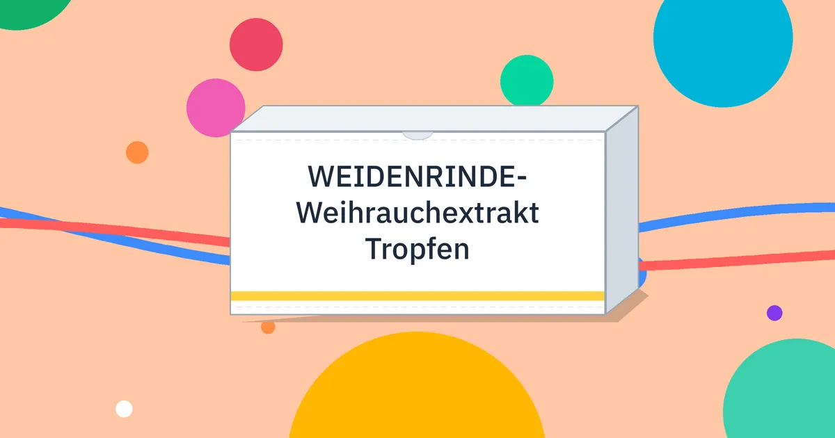 Symbolbild: Packung mit der Aufschrift WEIDENRINDE-Weihrauchextrakt Tropfen (PZN 18396814) – Verfügbarkeit und Bezug in Apotheken in Frankfurt am Main