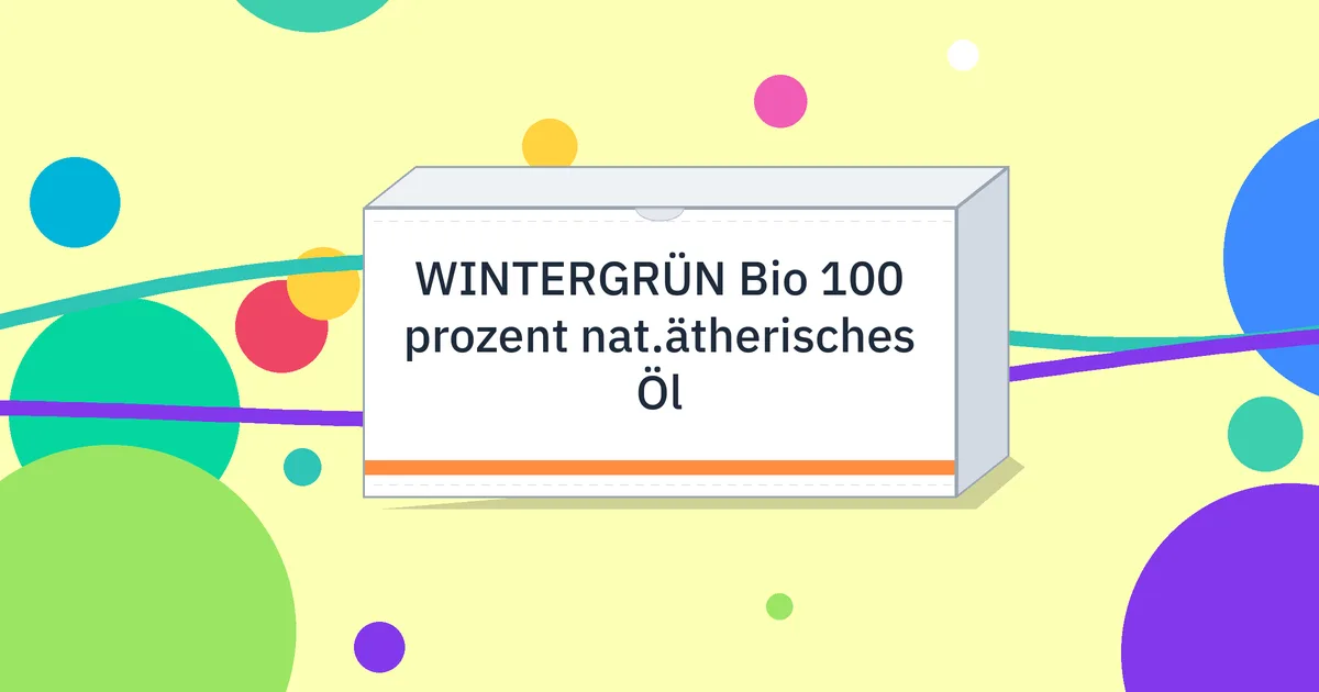 Symbolbild: Packung mit der Aufschrift WINTERGRÜN Bio 100 prozent nat.ätherisches Öl (PZN 13875846) – Verfügbarkeit und Bezug in Apotheken in Frankfurt am Main