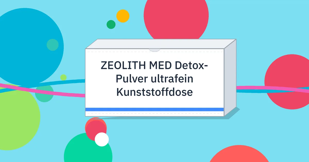 Symbolbild: Packung mit der Aufschrift ZEOLITH MED Detox-Pulver ultrafein Kunststoffdose (PZN 19160999) – Verfügbarkeit und Bezug in Apotheken in Frankfurt am Main