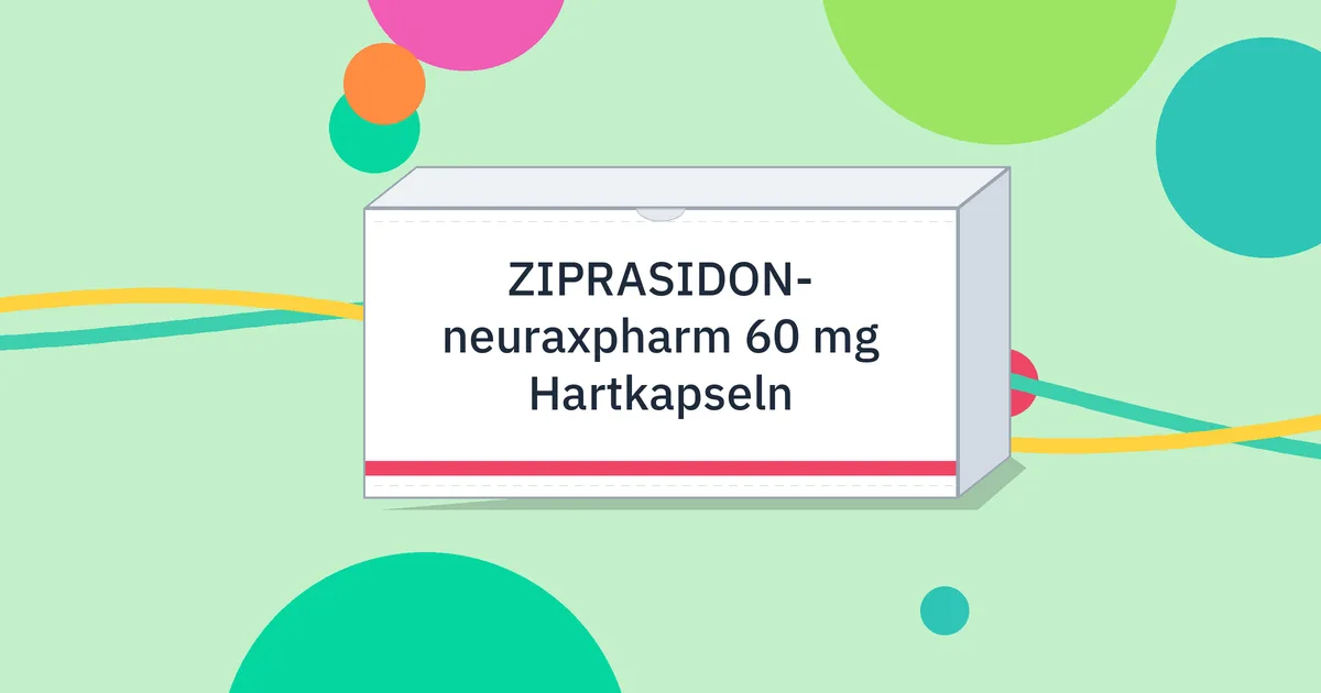 Symbolbild: Packung mit der Aufschrift ZIPRASIDON-neuraxpharm 60 mg Hartkapseln (PZN 09927833) – Verfügbarkeit und Bezug in Apotheken in Frankfurt am Main