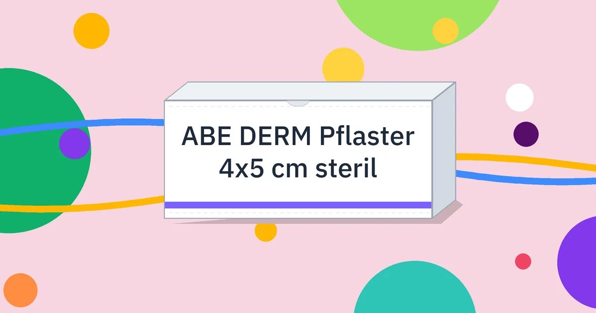 Symbolbild: Packung mit der Aufschrift ABE DERM Pflaster 4x5 cm steril (PZN 06790196) – Verfügbarkeit und Bezug in Apotheken in Frankfurt am Main