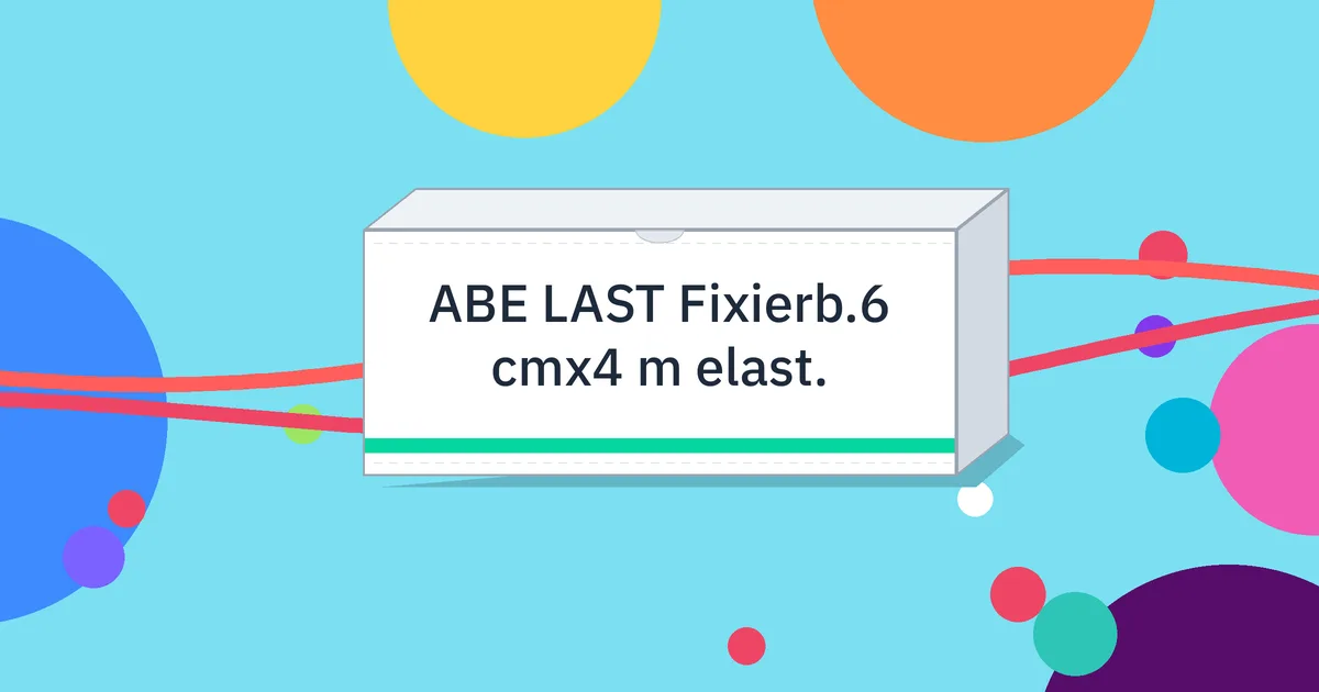 Symbolbild: Packung mit der Aufschrift ABE LAST Fixierb.6 cmx4 m elast. (PZN 01364282) – Verfügbarkeit und Bezug in Apotheken in Frankfurt am Main