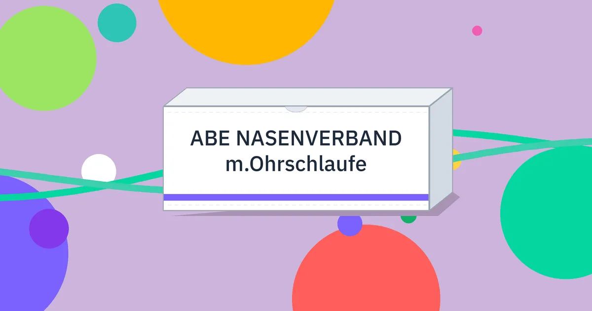 Symbolbild: Packung mit der Aufschrift ABE NASENVERBAND m.Ohrschlaufe (PZN 13579533) – Verfügbarkeit und Bezug in Apotheken in Frankfurt am Main