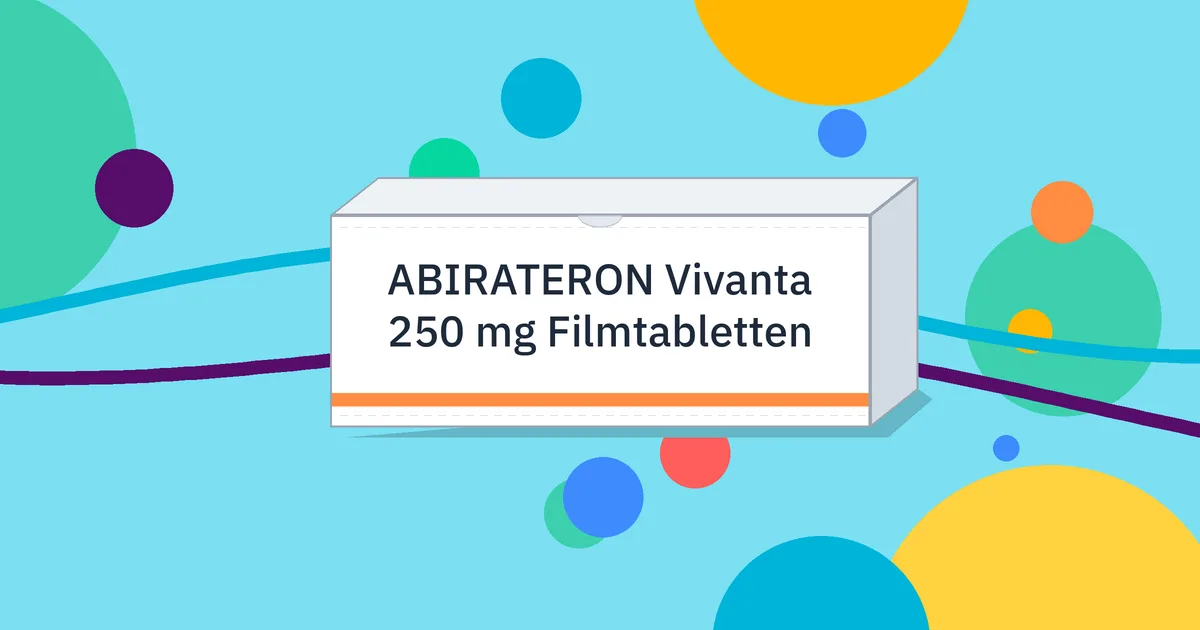 Symbolbild: Packung mit der Aufschrift ABIRATERON Vivanta 250 mg Filmtabletten (PZN 19892449) – Verfügbarkeit und Bezug in Apotheken in Frankfurt am Main