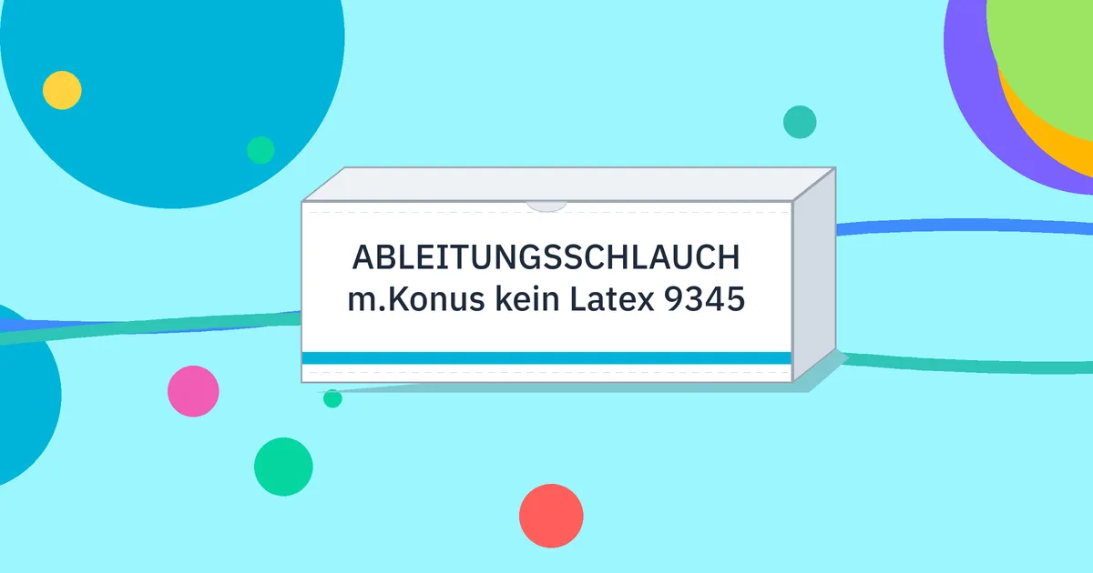 Symbolbild: Packung mit der Aufschrift ABLEITUNGSSCHLAUCH m.Konus kein Latex 9345 (PZN 08852866) – Verfügbarkeit und Bezug in Apotheken in Frankfurt am Main