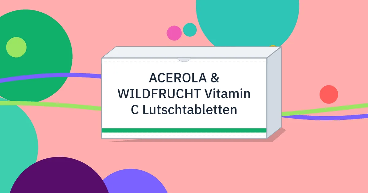Symbolbild: Packung mit der Aufschrift ACEROLA & WILDFRUCHT Vitamin C Lutschtabletten (PZN 07626429) – Verfügbarkeit und Bezug in Apotheken in Frankfurt am Main