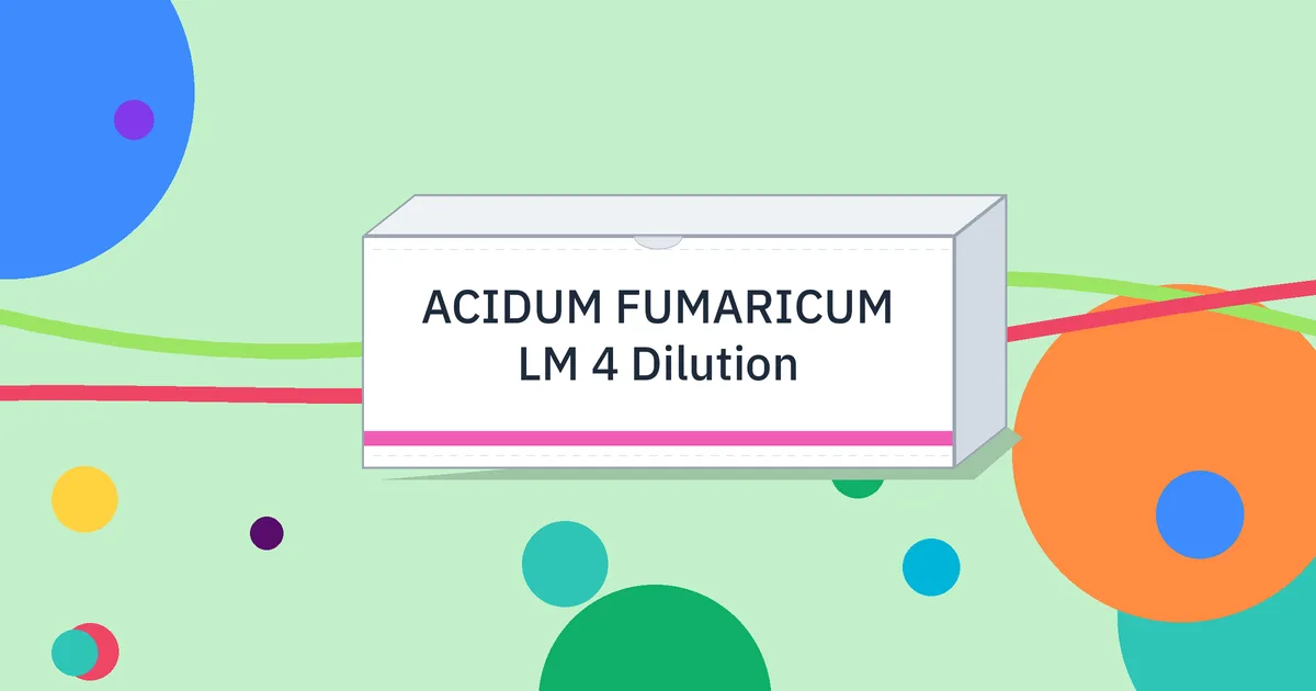 Symbolbild: Packung mit der Aufschrift ACIDUM FUMARICUM LM 4 Dilution (PZN 13274288) – Verfügbarkeit und Bezug in Apotheken in Frankfurt am Main