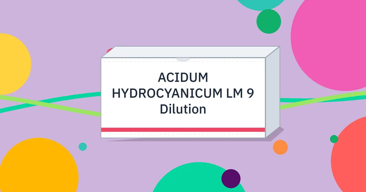 Symbolbild: Packung mit der Aufschrift ACIDUM HYDROCYANICUM LM 9 Dilution (PZN 13278228) – Verfügbarkeit und Bezug in Apotheken in Frankfurt am Main