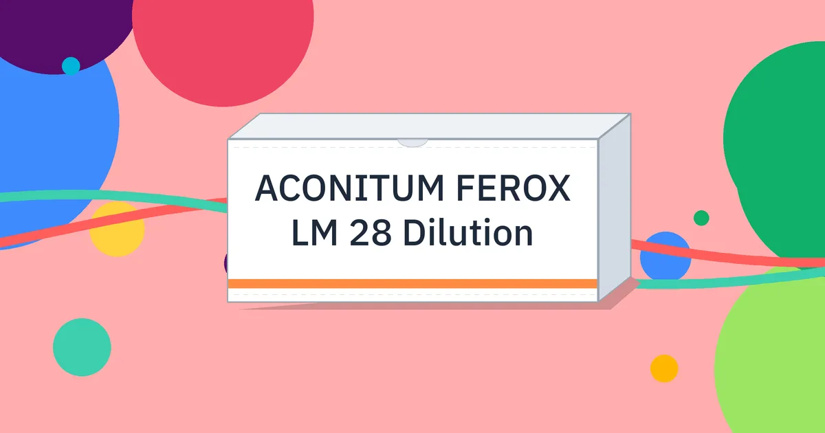 Symbolbild: Packung mit der Aufschrift ACONITUM FEROX LM 28 Dilution (PZN 13290956) – Verfügbarkeit und Bezug in Apotheken in Frankfurt am Main