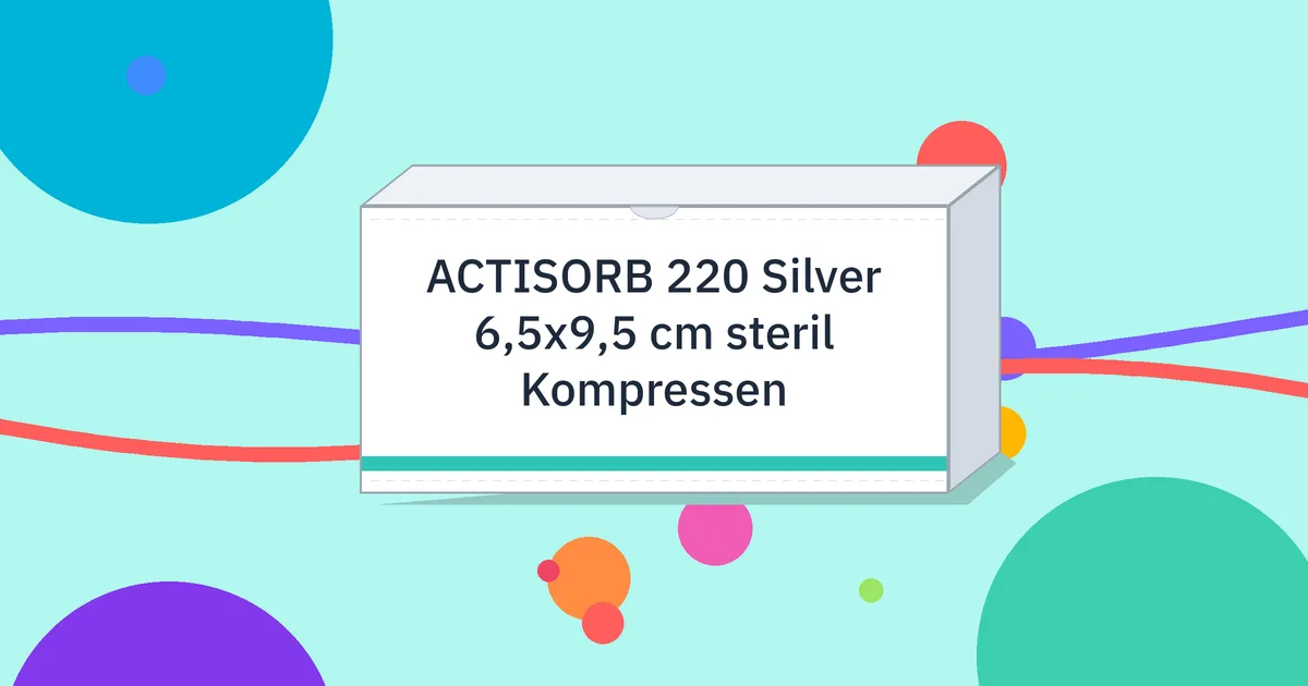 Symbolbild: Packung mit der Aufschrift ACTISORB 220 Silver 6,5x9,5 cm steril Kompressen (PZN 16664908) – Verfügbarkeit und Bezug in Apotheken in Frankfurt am Main
