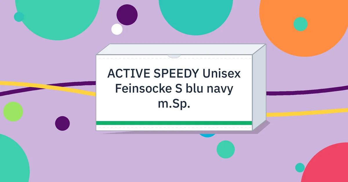 Symbolbild: Packung mit der Aufschrift ACTIVE SPEEDY Unisex Feinsocke S blu navy m.Sp. (PZN 16194940) – Verfügbarkeit und Bezug in Apotheken in Frankfurt am Main