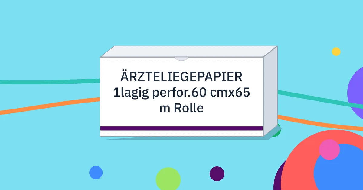 Symbolbild: Packung mit der Aufschrift ÄRZTELIEGEPAPIER 1lagig perfor.60 cmx65 m Rolle (PZN 01233976) – Verfügbarkeit und Bezug in Apotheken in Frankfurt am Main