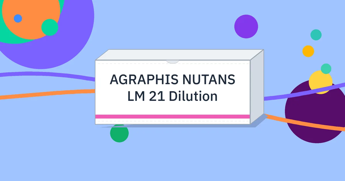 Symbolbild: Packung mit der Aufschrift AGRAPHIS NUTANS LM 21 Dilution (PZN 13306551) – Verfügbarkeit und Bezug in Apotheken in Frankfurt am Main