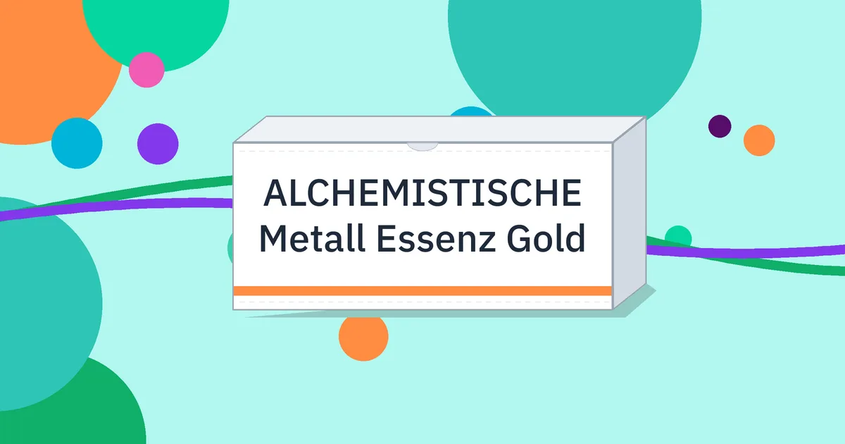 Symbolbild: Packung mit der Aufschrift ALCHEMISTISCHE Metall Essenz Gold (PZN 12512633) – Verfügbarkeit und Bezug in Apotheken in Frankfurt am Main