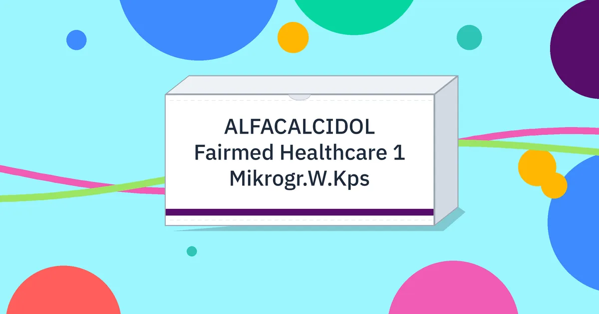 Symbolbild: Packung mit der Aufschrift ALFACALCIDOL Fairmed Healthcare 1 Mikrogr.W.Kps (PZN 16564354) – Verfügbarkeit und Bezug in Apotheken in Frankfurt am Main