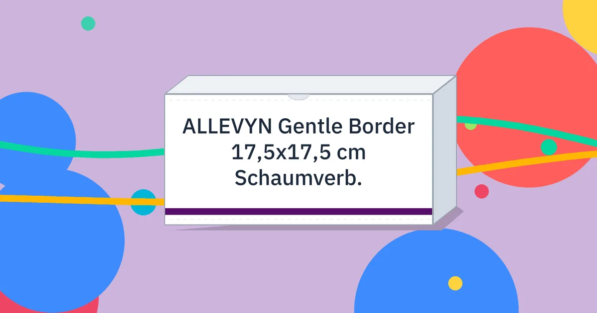 Symbolbild: Packung mit der Aufschrift ALLEVYN Gentle Border 17,5x17,5 cm Schaumverb. (PZN 16026846) – Verfügbarkeit und Bezug in Apotheken in Frankfurt am Main