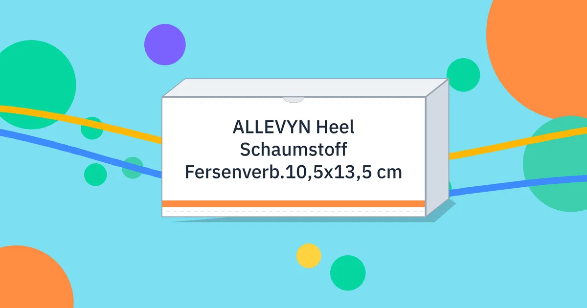 Symbolbild: Packung mit der Aufschrift ALLEVYN Heel Schaumstoff Fersenverb.10,5x13,5 cm (PZN 20609128) – Verfügbarkeit und Bezug in Apotheken in Frankfurt am Main