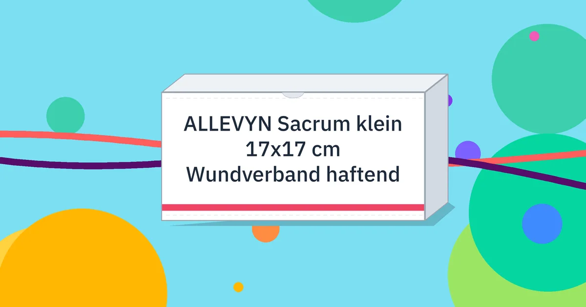 Symbolbild: Packung mit der Aufschrift ALLEVYN Sacrum klein 17x17 cm Wundverband haftend (PZN 15320532) – Verfügbarkeit und Bezug in Apotheken in Frankfurt am Main