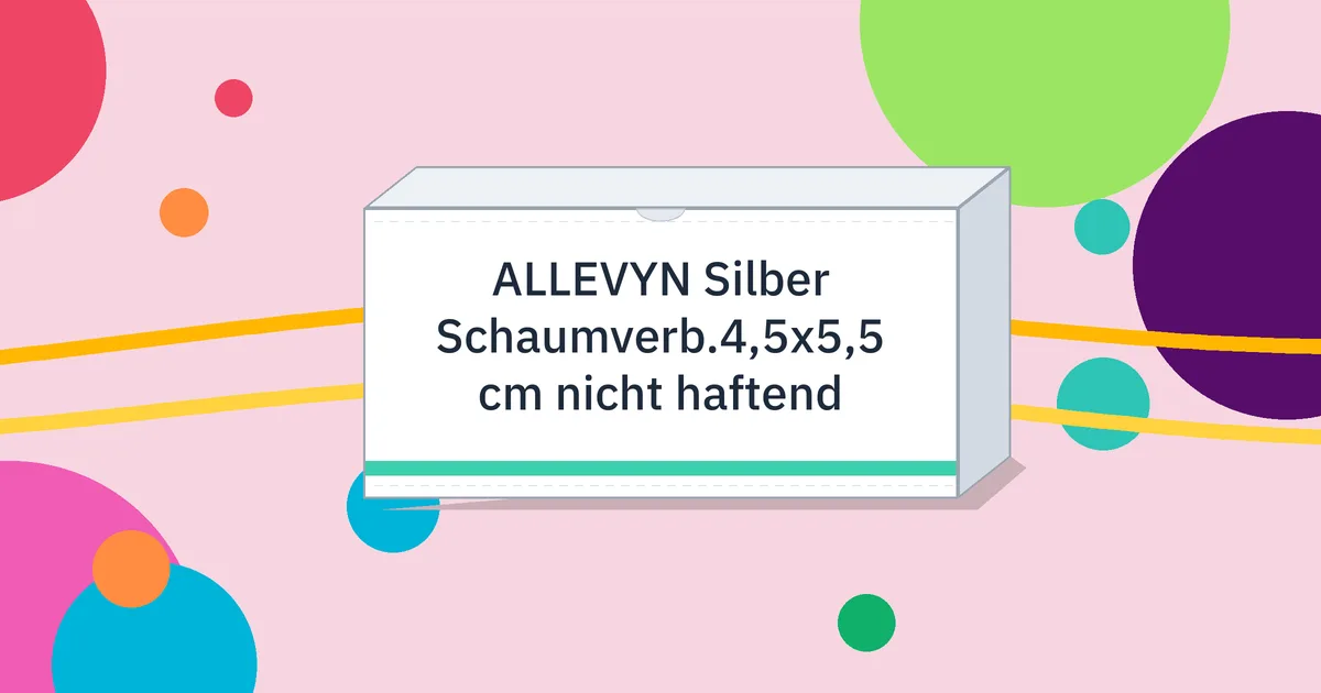 Symbolbild: Packung mit der Aufschrift ALLEVYN Silber Schaumverb.4,5x5,5 cm nicht haftend (PZN 09686708) – Verfügbarkeit und Bezug in Apotheken in Frankfurt am Main