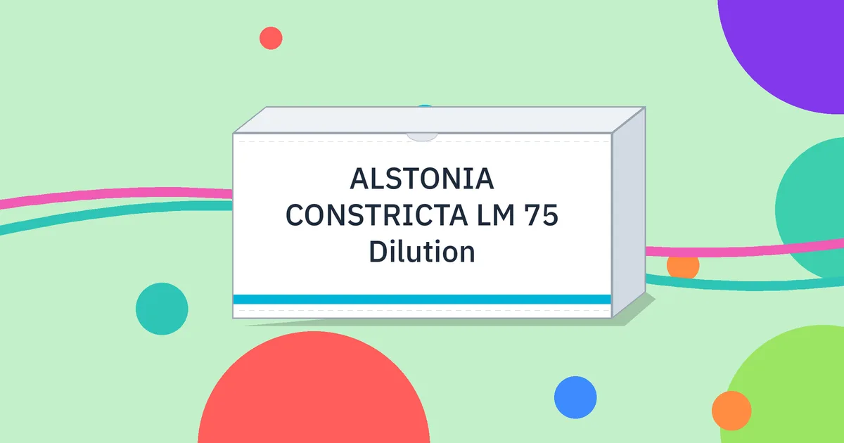Symbolbild: Packung mit der Aufschrift ALSTONIA CONSTRICTA LM 75 Dilution (PZN 13314616) – Verfügbarkeit und Bezug in Apotheken in Frankfurt am Main