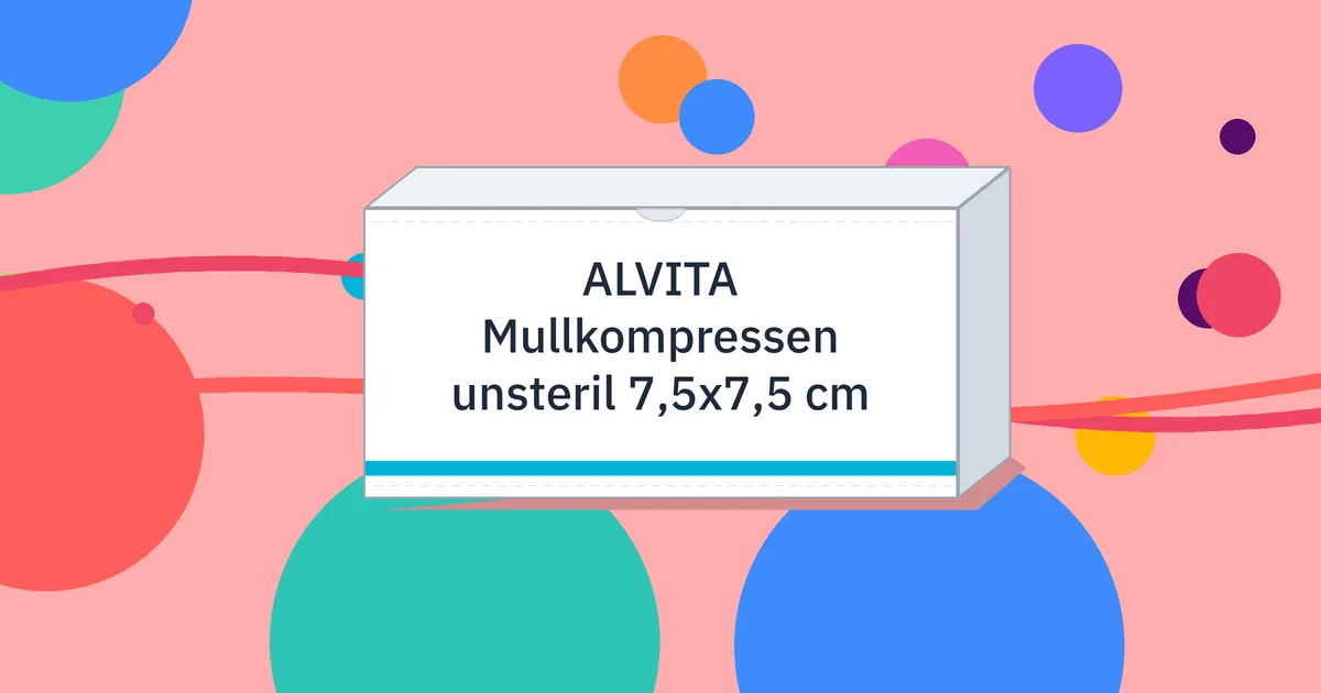 Symbolbild: Packung mit der Aufschrift ALVITA Mullkompressen unsteril 7,5x7,5 cm (PZN 16811433) – Verfügbarkeit und Bezug in Apotheken in Frankfurt am Main