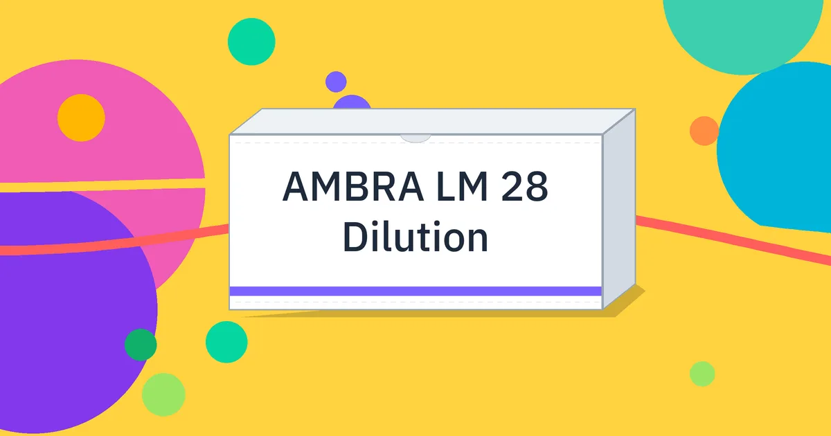 Symbolbild: Packung mit der Aufschrift AMBRA LM 28 Dilution (PZN 12759960) – Verfügbarkeit und Bezug in Apotheken in Frankfurt am Main