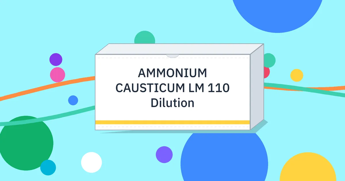 Symbolbild: Packung mit der Aufschrift AMMONIUM CAUSTICUM LM 110 Dilution (PZN 13321160) – Verfügbarkeit und Bezug in Apotheken in Frankfurt am Main
